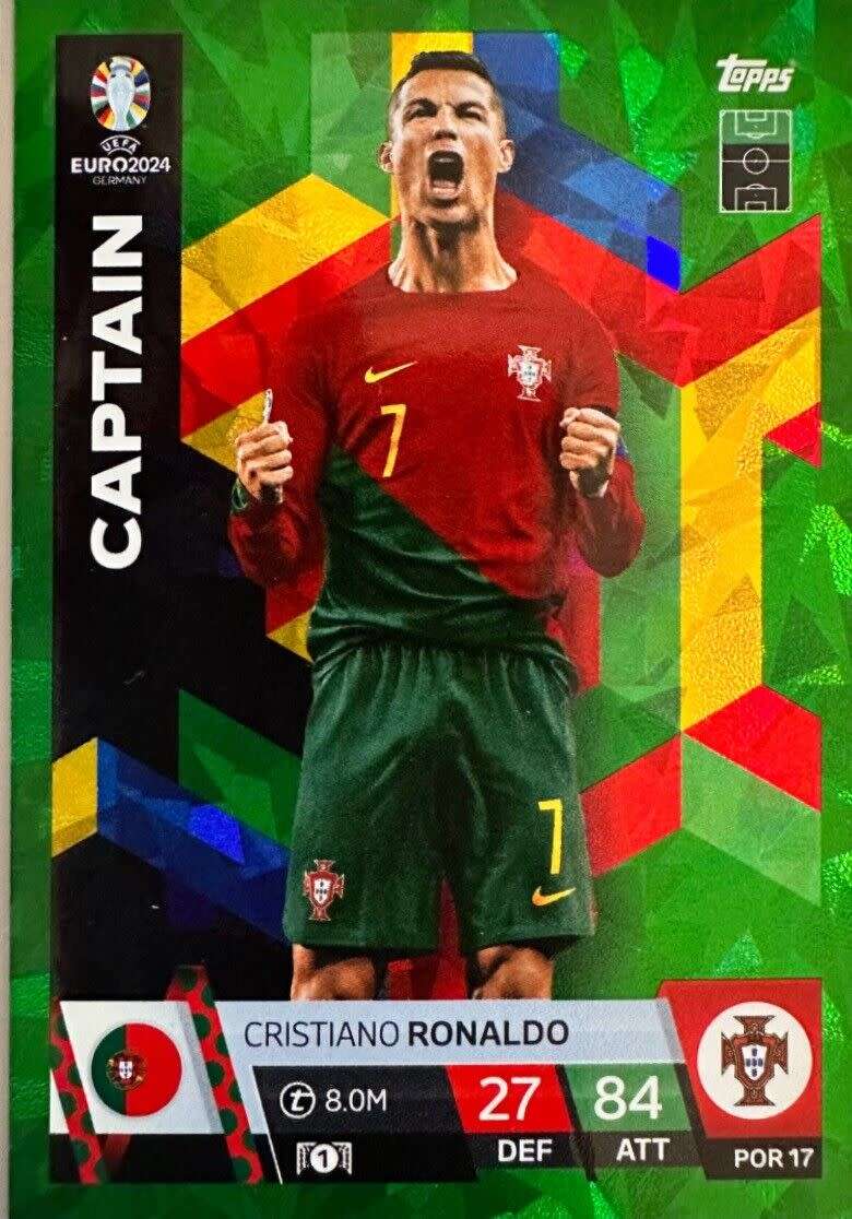 Trading Cards - CRISTIANO RONALDO - Topps `UEFA EURO 2024` Collection - RARE GREEN SAPHIRE ...